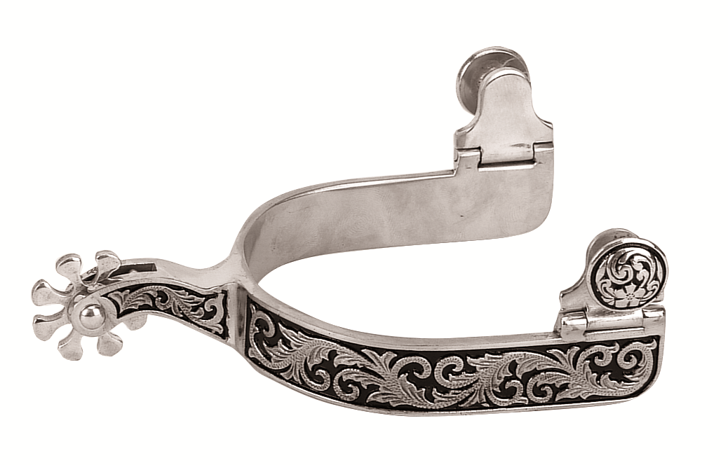 Men's Spurs with Engraved Band and Black Background – Western Stockman